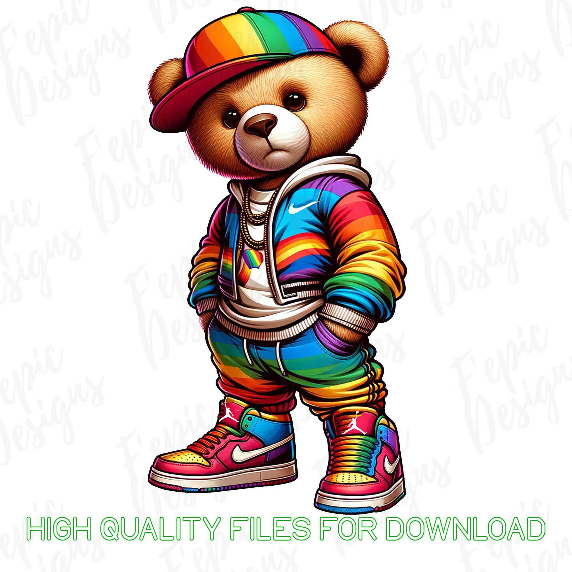 Graffiti Rainbow Pride Hip Hop Teddy Bear Digital Download, PNG, JPG ...