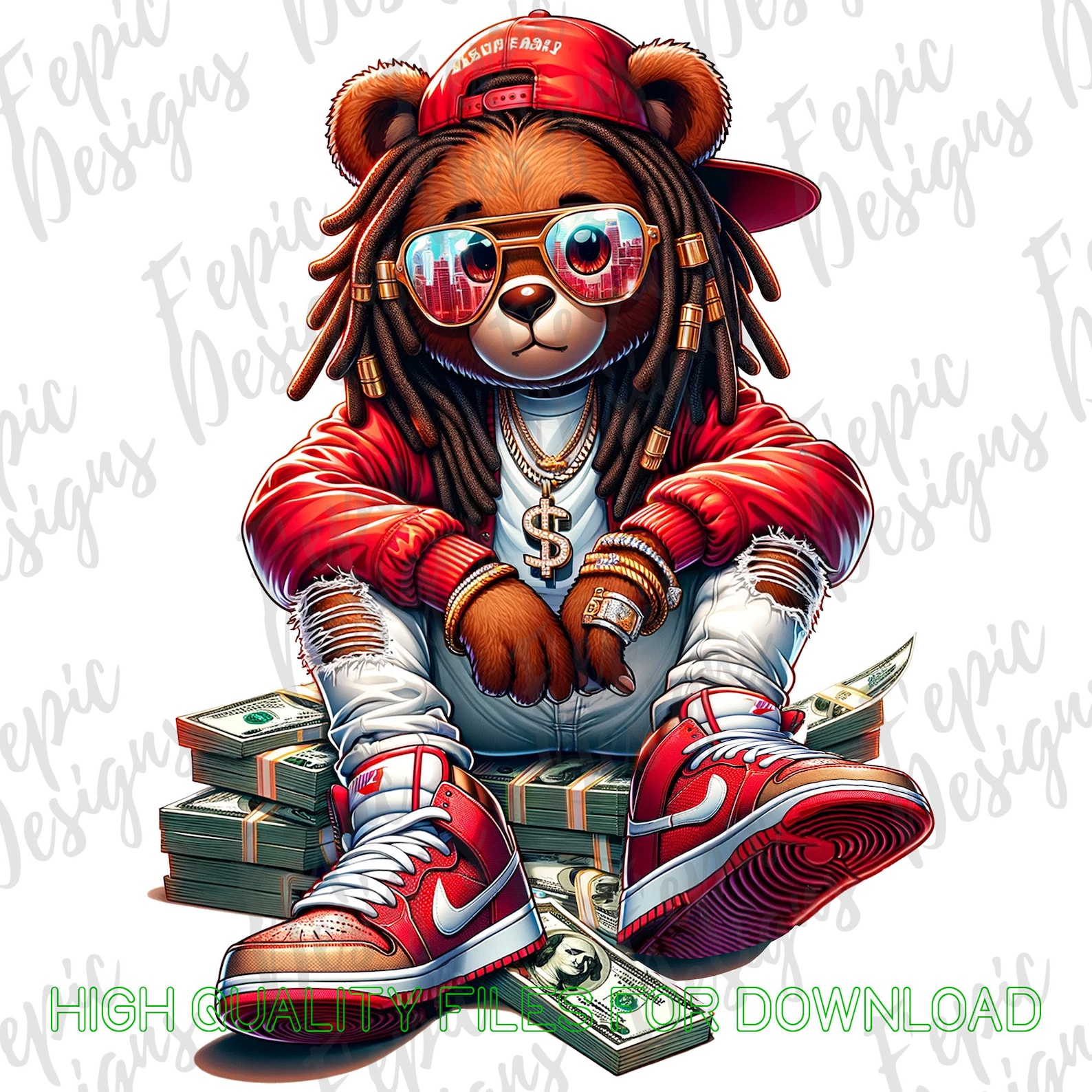 Hip Hop Teddy Bear Graffiti Cartoon Dready Bear Digital Download PNG ...