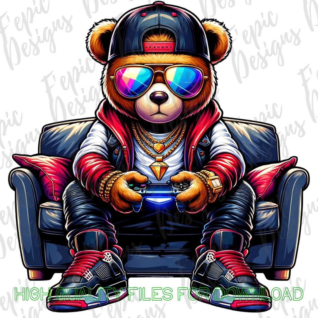 Graffiti Gamer Hip Hop Teddy Bear, Trendy Teddy Bear, Digital Download ...