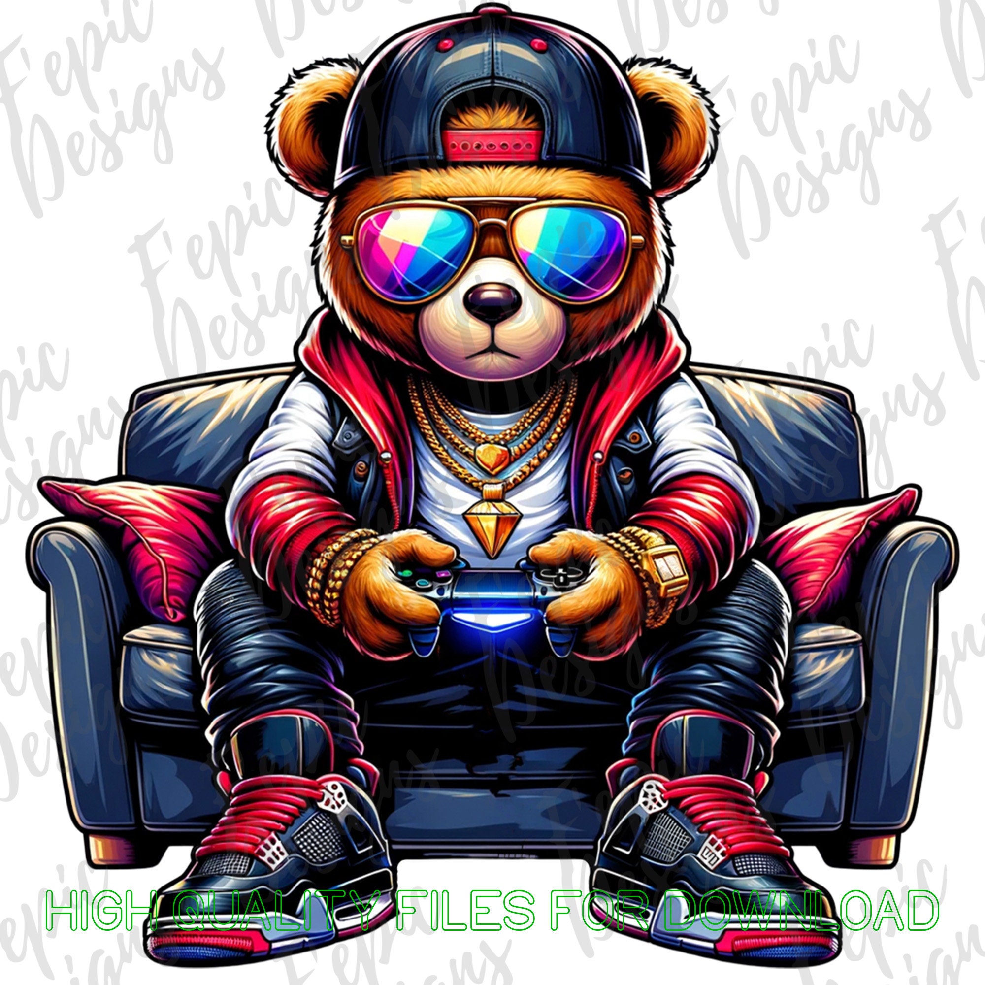 Graffiti Gamer Hip Hop Teddy Bear, Trendy Teddy Bear, Digital Download ...