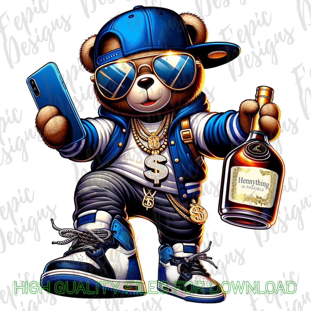 Hip Hop Graffiti Bear Cartoon- Digital Download PNG, JPEG - Celebrate ...