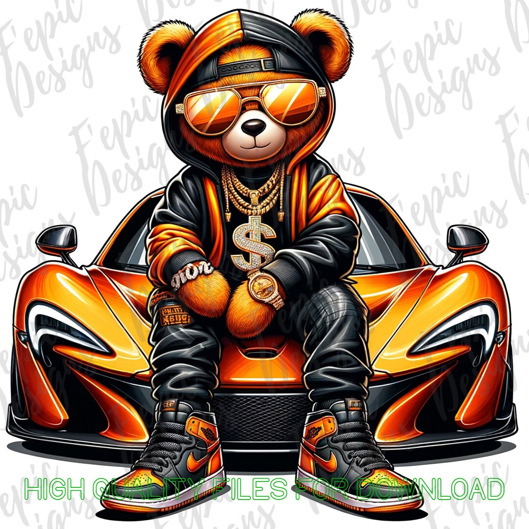 Graffiti Orange and Black Hip Hop Teddy Bear, Trendy Teddy Bear ...
