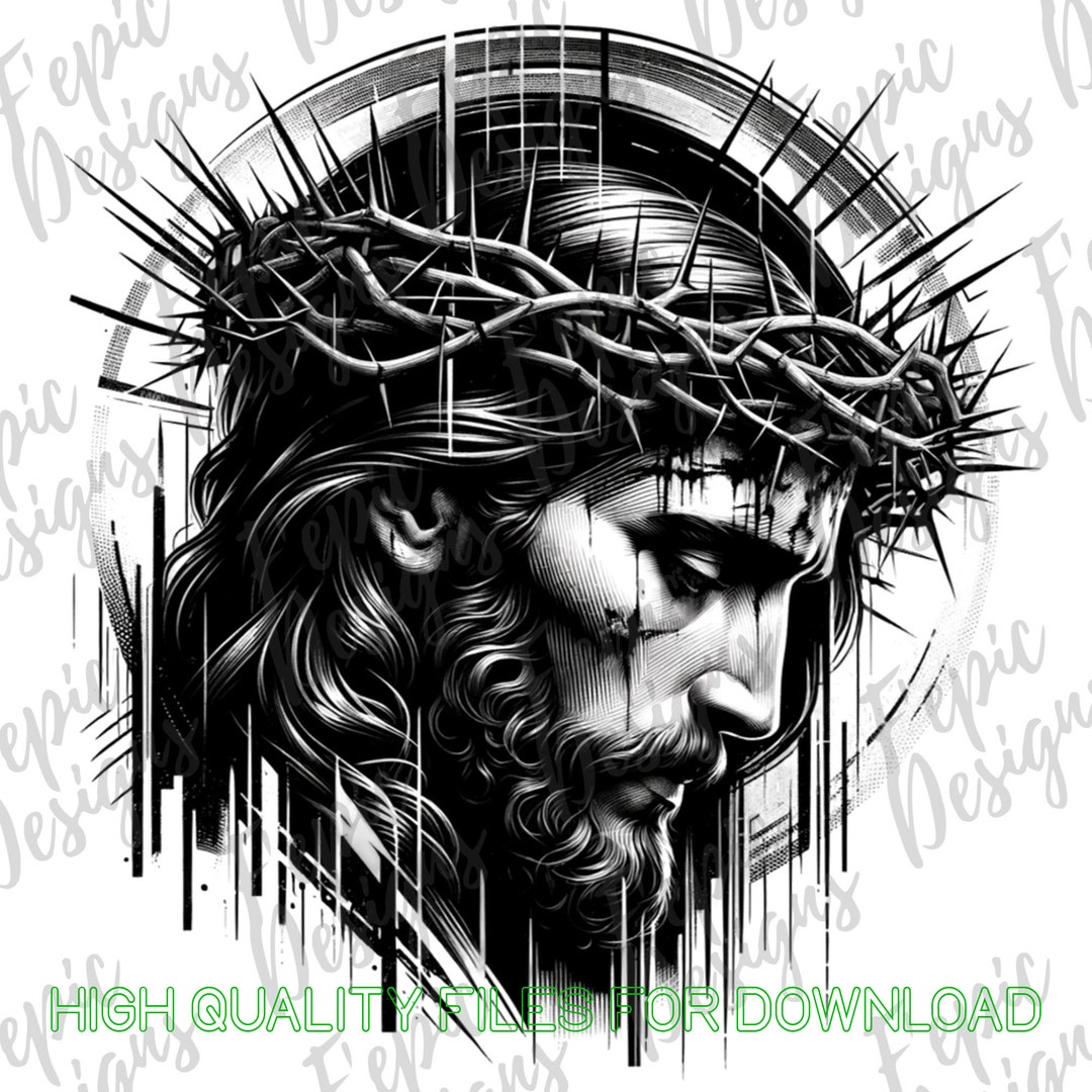 Jesus PNG Digital Jesus Crown of Thorns Jesus Design Christian Png Jesus Design for Shirts ...