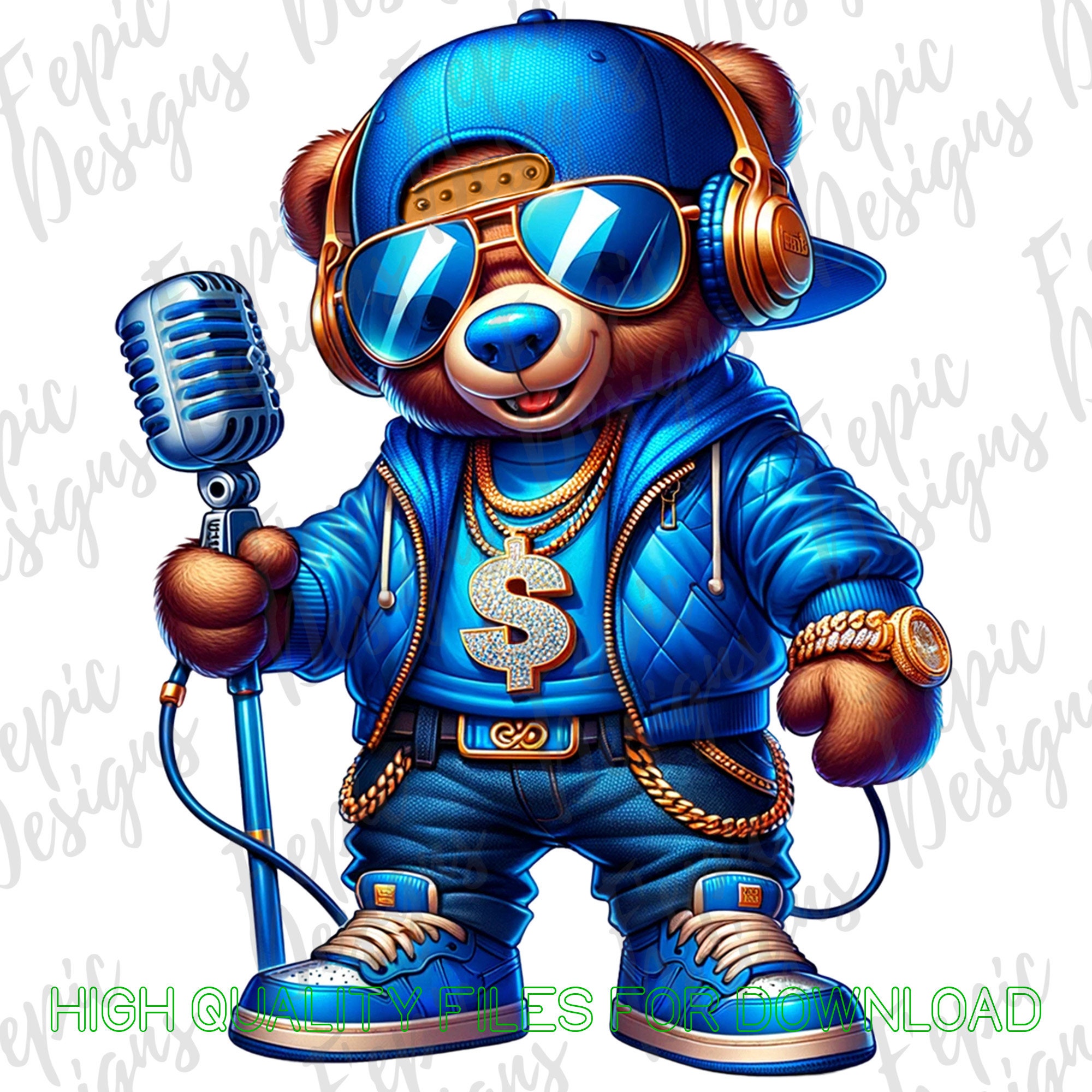 Hip Hop Rapper/dj Teddy Bear Graffiti Cartoon Digital Download PNG ...