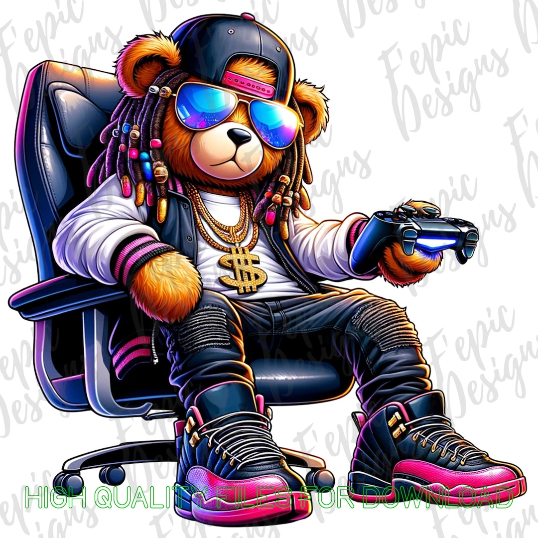 Graffiti Gaming Hip Hop Teddy Bear, Trendy Teddy Bear, Digital Download ...