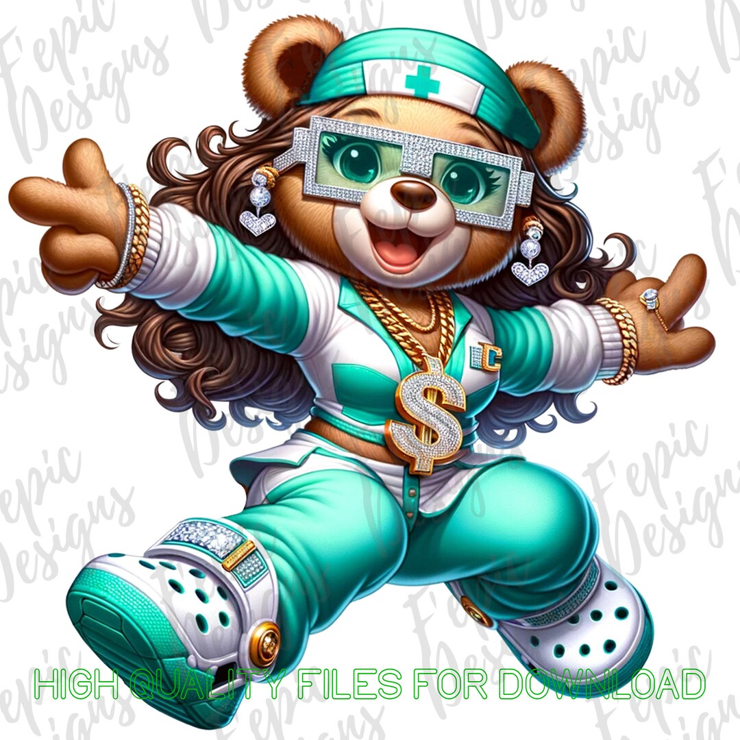 Graffiti Hip Hop Nurse Teddy Bear, Trendy Teddy Bear, Digital Download ...