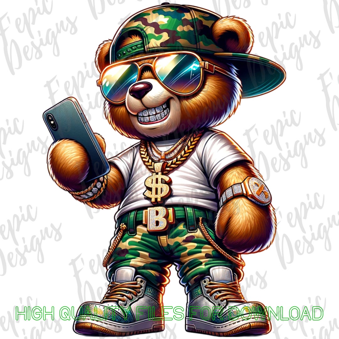 Graffiti Camo Hip Hop Teddy Bear, Trendy Teddy Bear, Digital Download ...