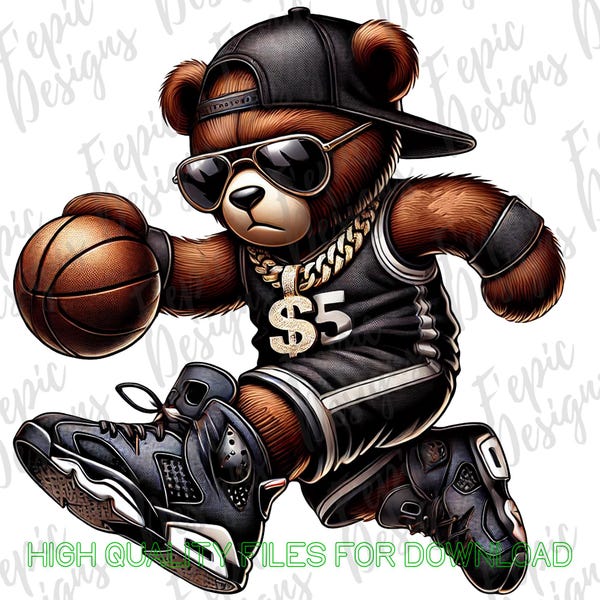 Graffiti Hip Hop Teddy Bear Barber, Trendy Teddy Bear, Digital Download ...