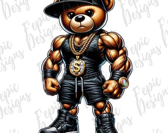 Hip Hop Teddy Bear Graffiti Cartoon - Dready Bear Digital Download PNG ...