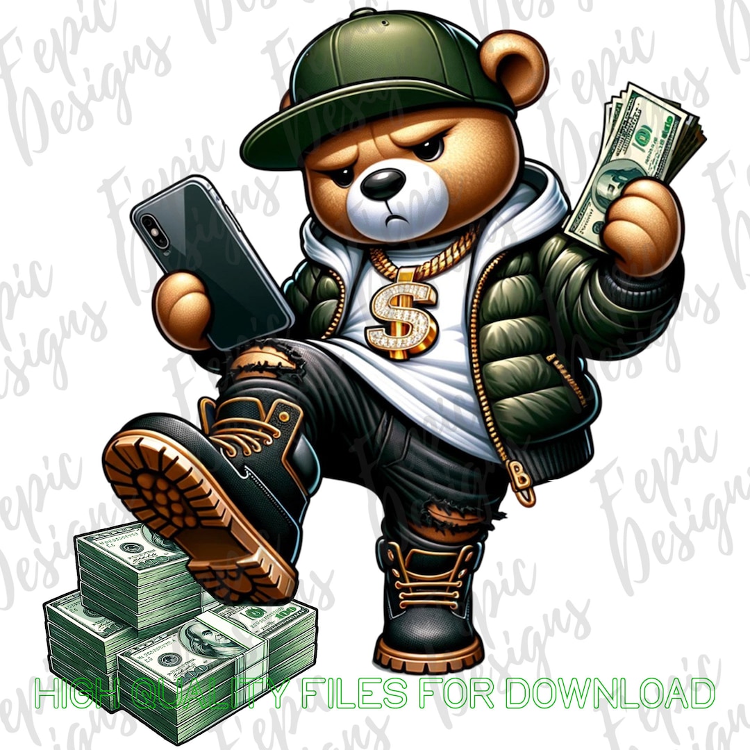 Hip Hop Teddy Bear Graffiti Cartoon - Money Bear Digital Download PNG ...
