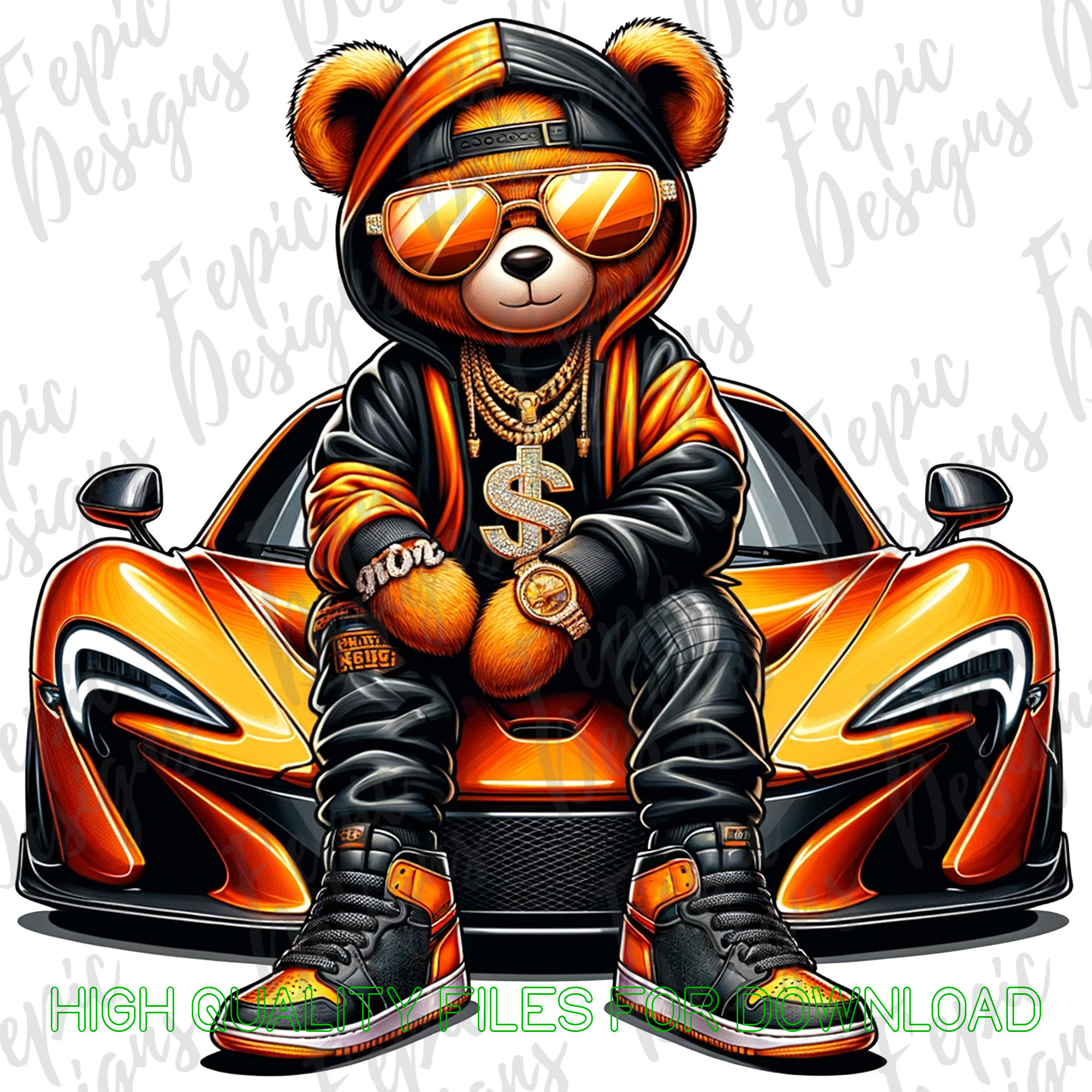 Graffiti Orange and Black Hip Hop Teddy Bear, Trendy Teddy Bear ...