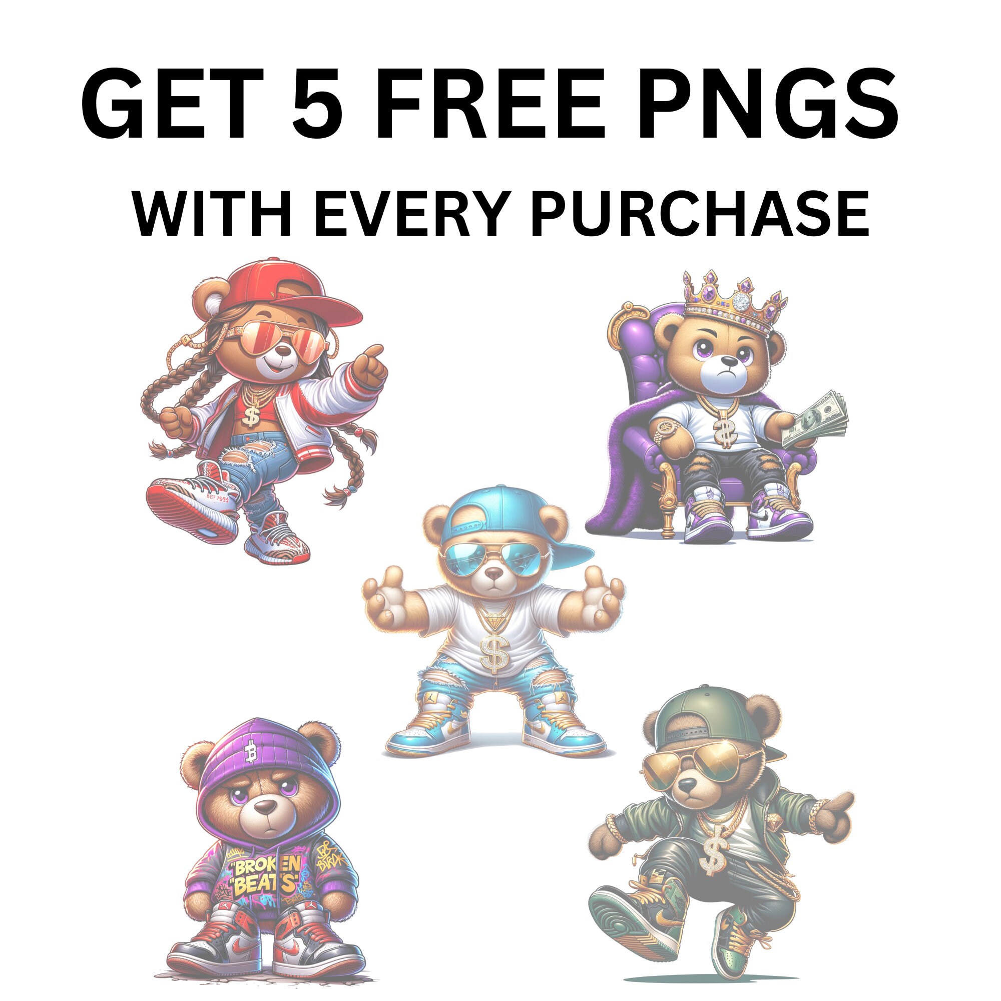 Hip Hop Teddy Bear Graffiti Cartoon City Dready Bear Digital Download ...