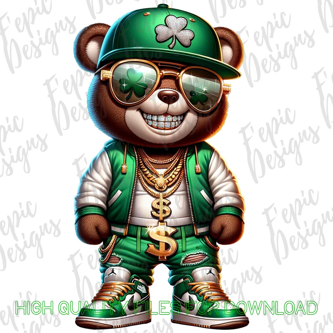 Graffiti Lucky Hip Hop Teddy Bear, Shamrock Teddy Bear, Digital ...
