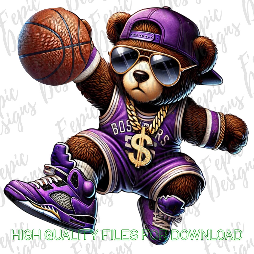 Hip Hop Basketball Teddy Bear: Slam Dunk PNG, JPEG (digital Download ...