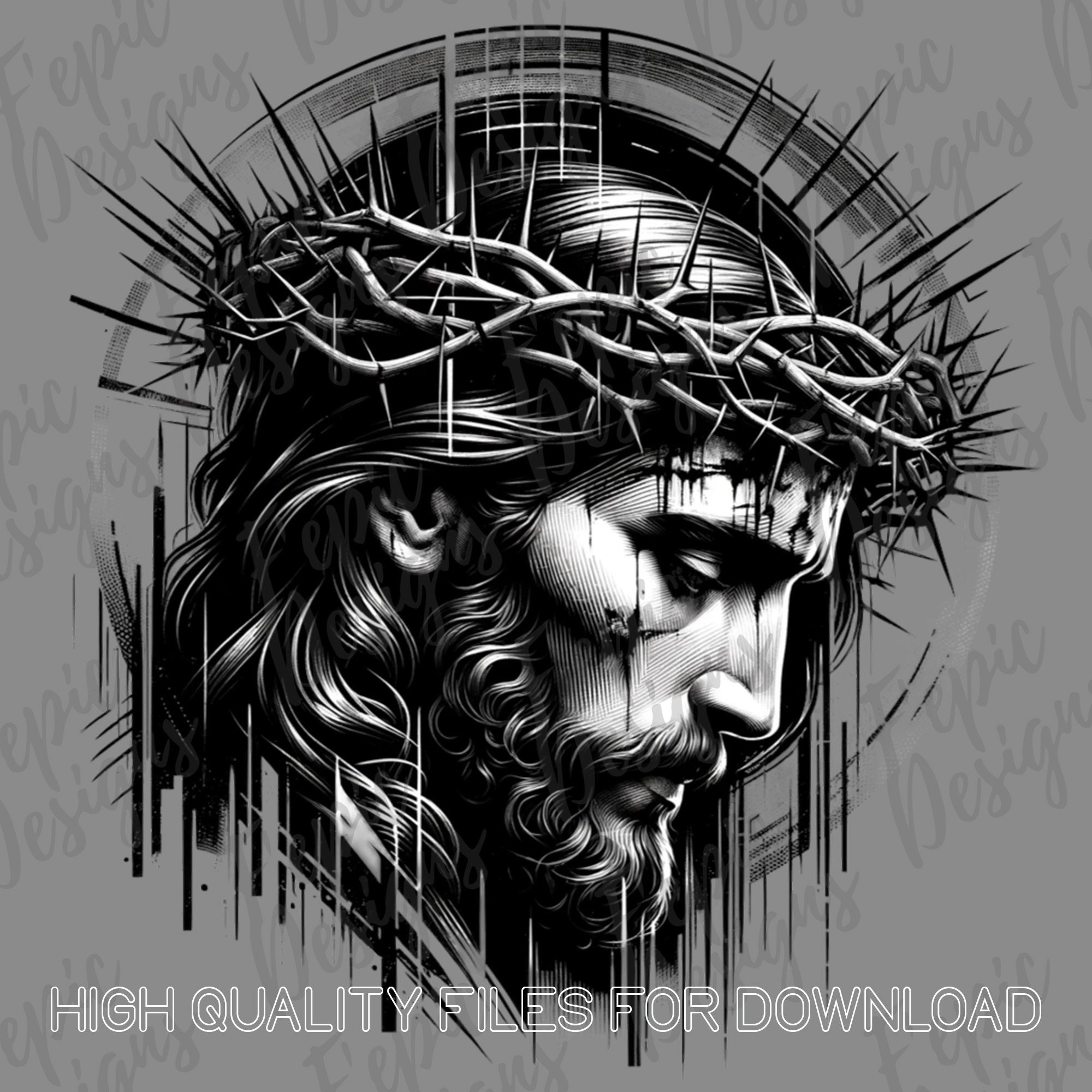 Jesus PNG Digital Jesus Crown of Thorns Jesus Design Christian Png ...