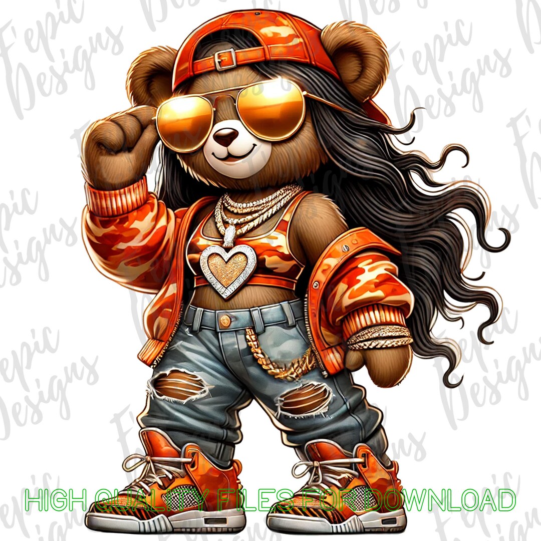 Hip Hop Teddy Bear Graffiti Art: Urban Boss Girl PNG, JPEG (digital ...