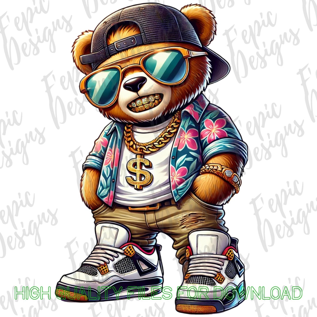 Cool Summer Hip Hop Teddy Bear, Trendy Teddy Bear, Digital Download ...