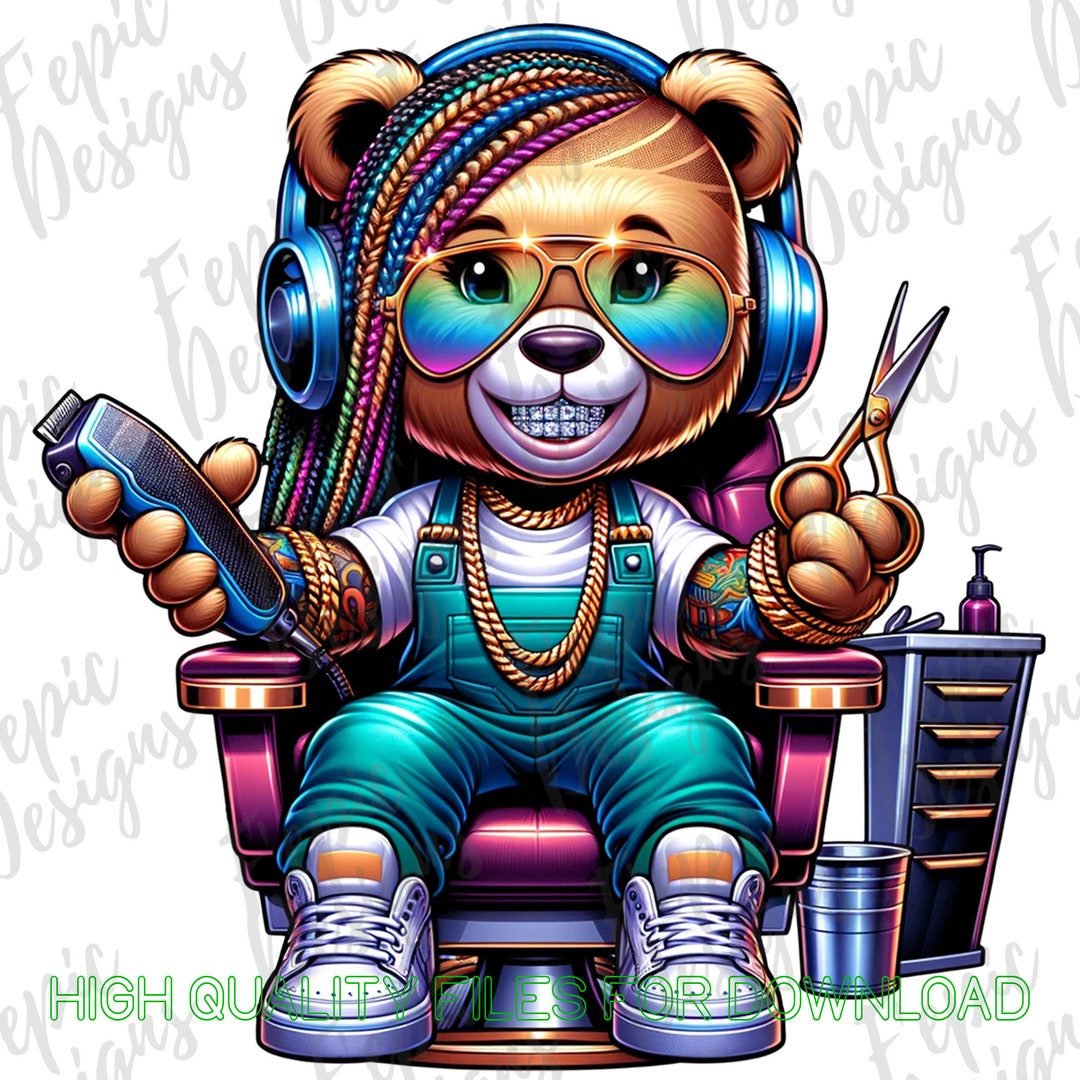 Graffiti Hip Hop Female Teddy Bear Barber, Trendy Teddy Bear, Digital ...