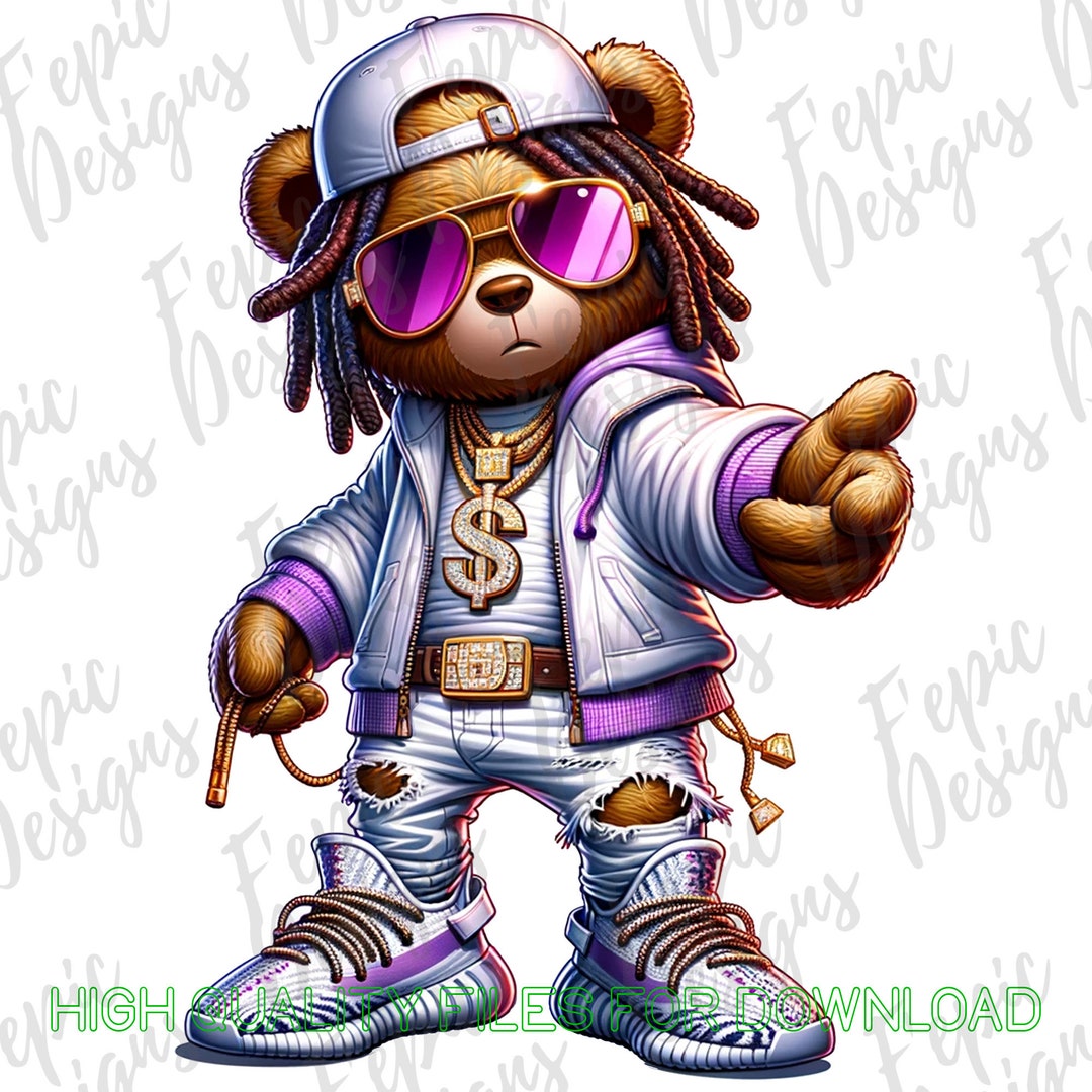 Hip Hop Teddy Bear Graffiti Cartoon - Dready Bear Digital Download PNG ...