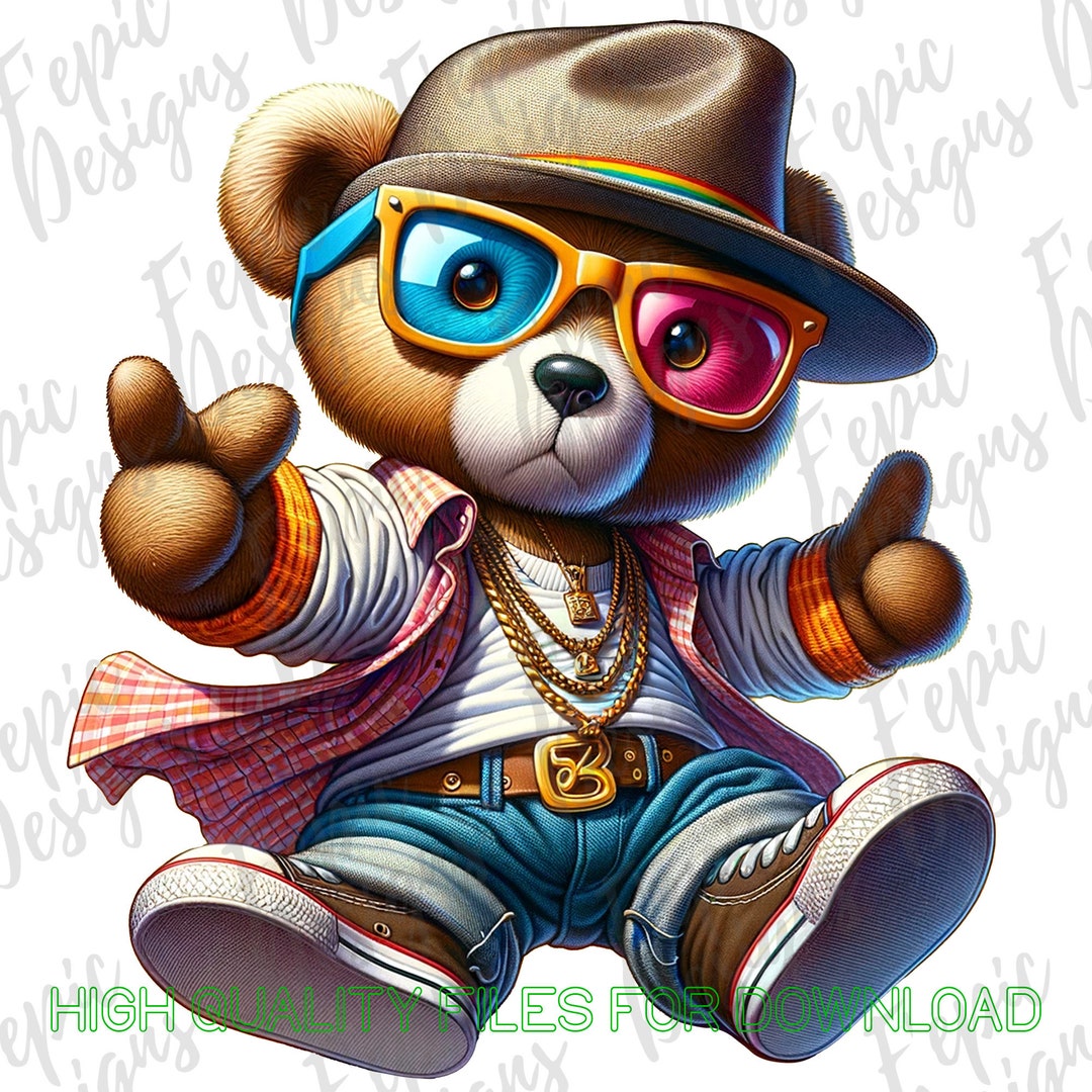 Graffiti Colorful Shades Hip Hop Teddy Bear, O G Fedora Teddy Bear ...