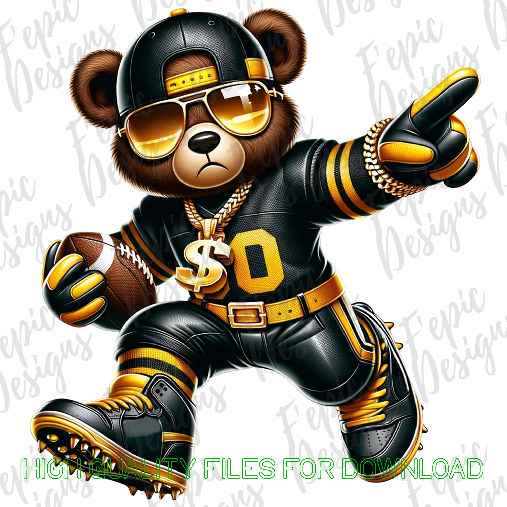 Hip Hop Football Graffiti Bear Cartoon- Digital Download PNG, JPEG ...