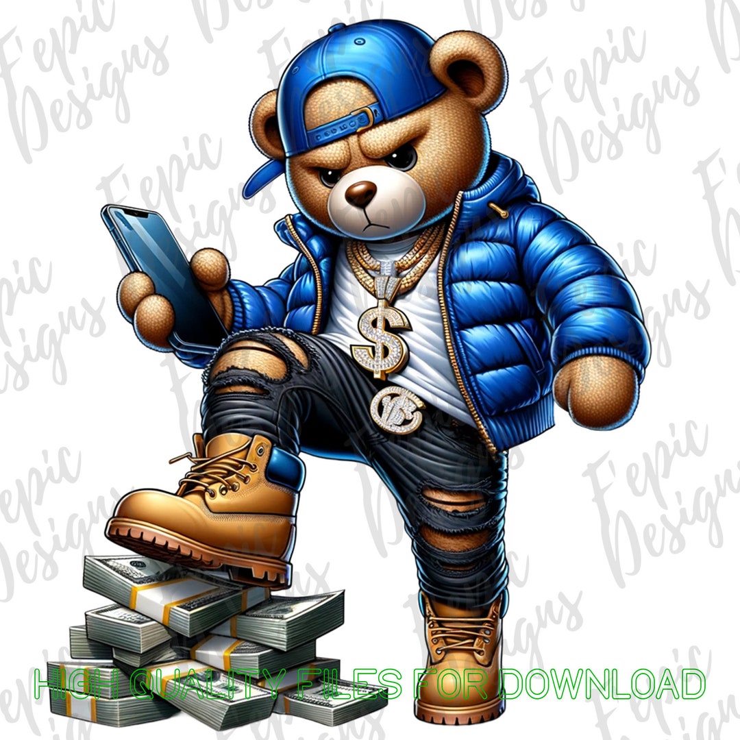 Hip Hop Teddy Bear Graffiti Cartoon - Money Bear Digital Download PNG ...
