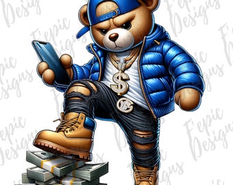 Hip Hop Teddy Bear Graffiti Cartoon - Dready Bear Digital Download PNG ...