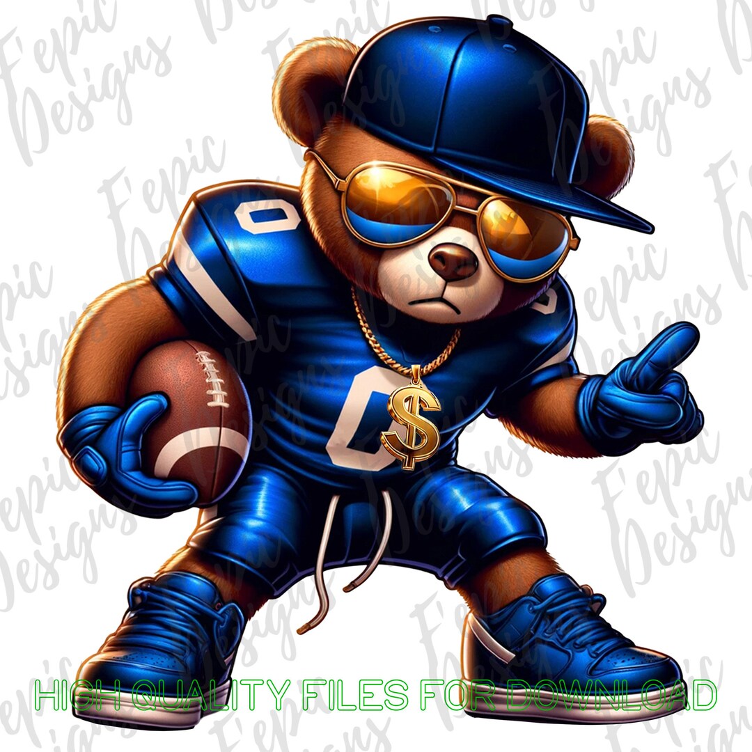 Hip Hop Football Graffiti Bear Cartoon- Digital Download PNG, JPEG ...