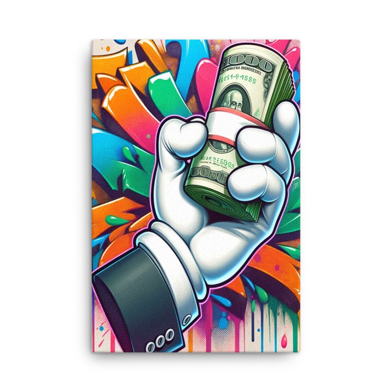 Graffiti Money Wall Art, Room Decor, Urban Wall Art, Money Hand Canvas ...