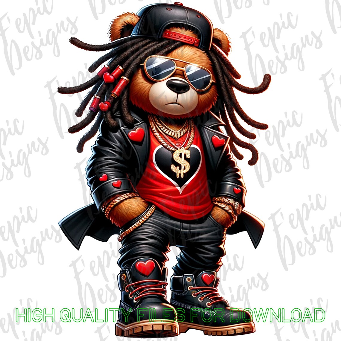 Hip Hop Teddy Bear Graffiti Cartoon Valentine Dready Bear Digital ...