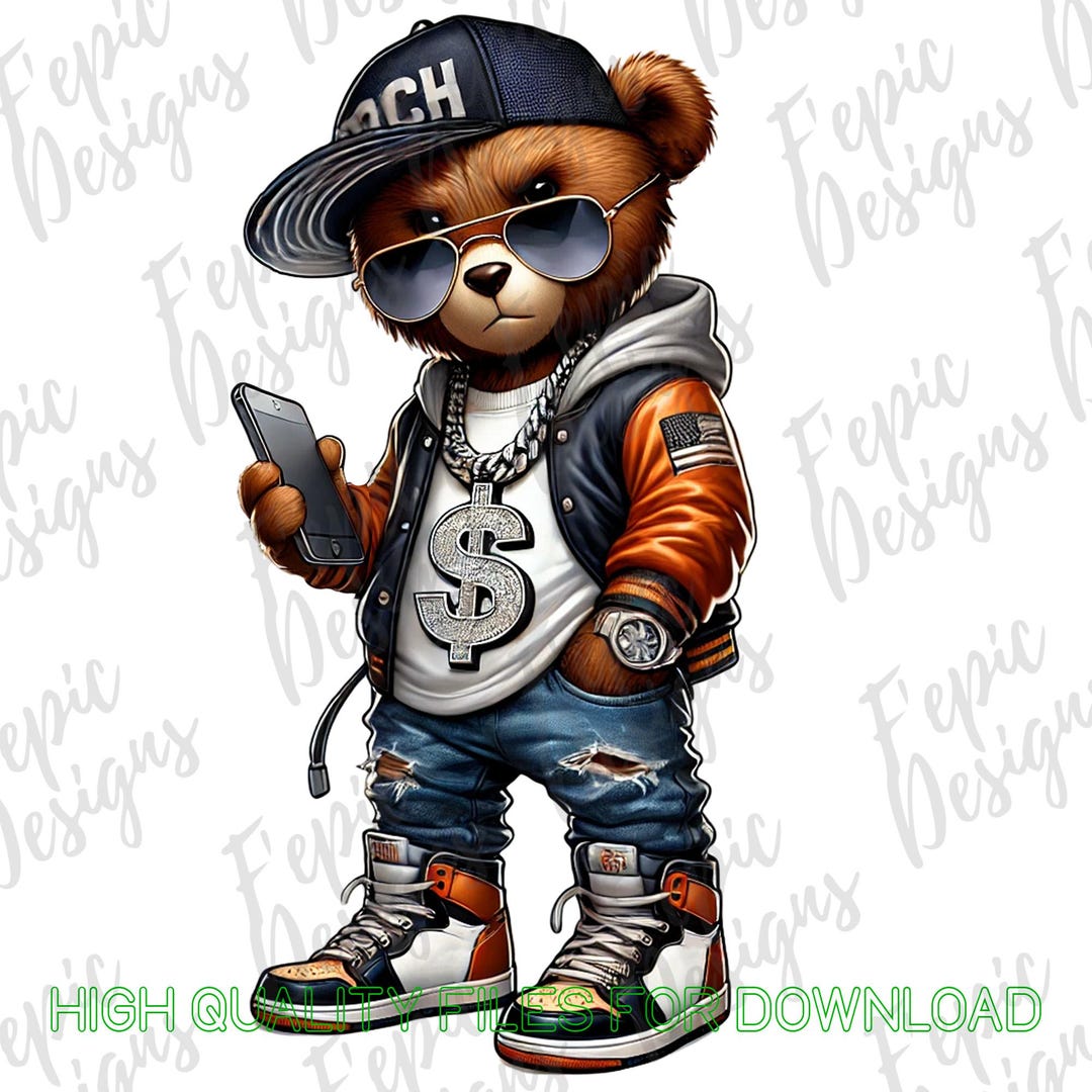 Varsity Hip Hop Teddy Bear: Rapper Sublimation Design (digital Download ...