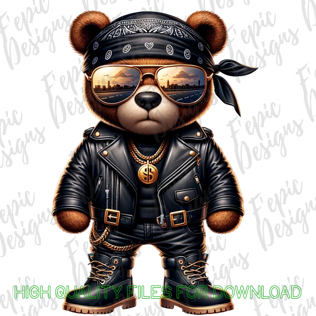 Hip Hop Biker Graffiti Bear Cartoon- Digital Download PNG, JPEG ...