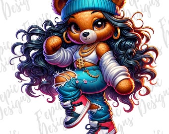 Hip Hop Teddy Bear Graffiti Cartoon - Dready Bear Digital Download PNG ...