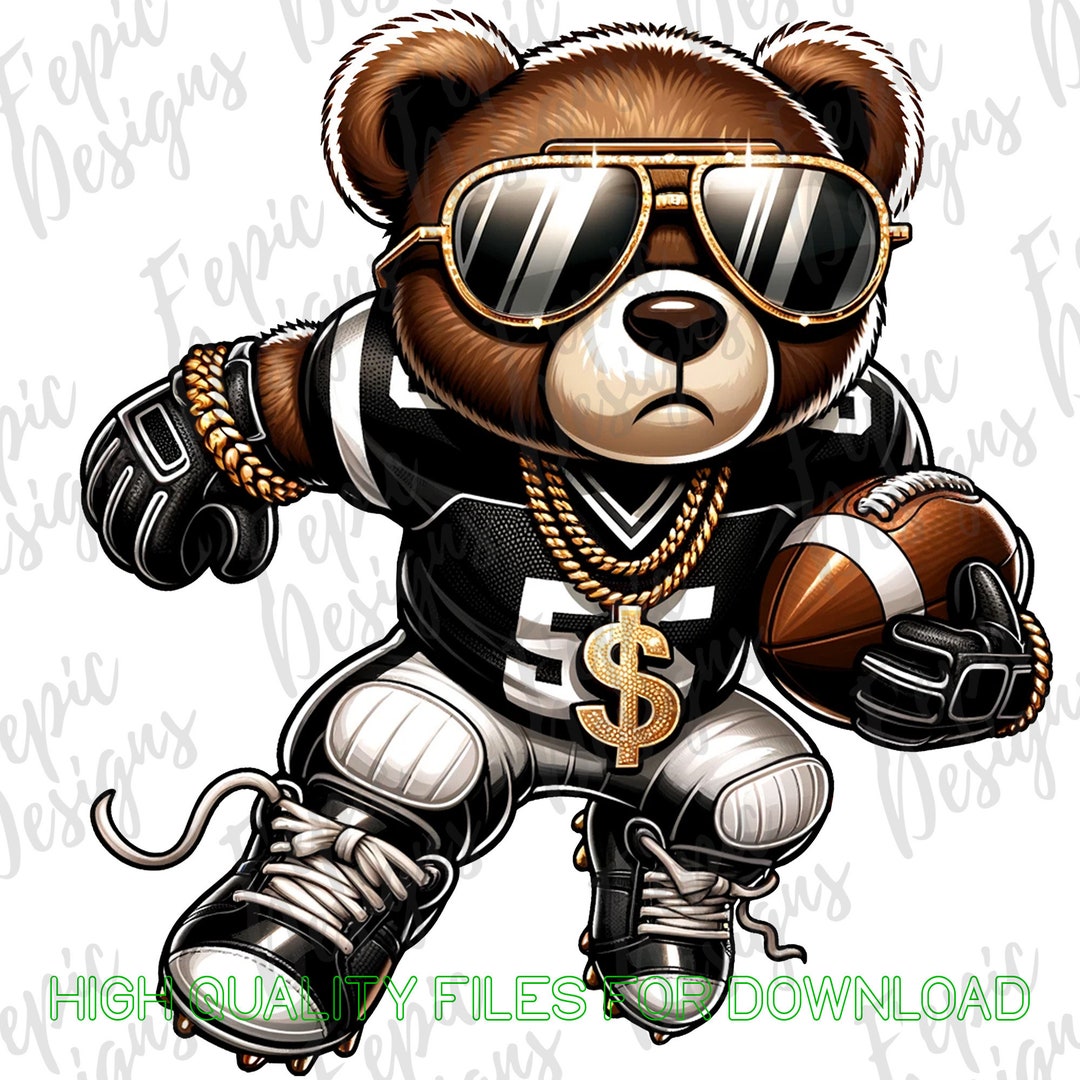 Hip Hop Football Graffiti Bear Cartoon- Digital Download PNG, JPEG ...