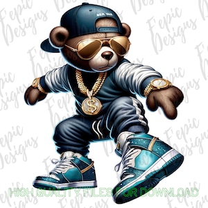 Hip Hop Teddy Bear Graffiti Cartoon Dready Bear Digital Download PNG ...