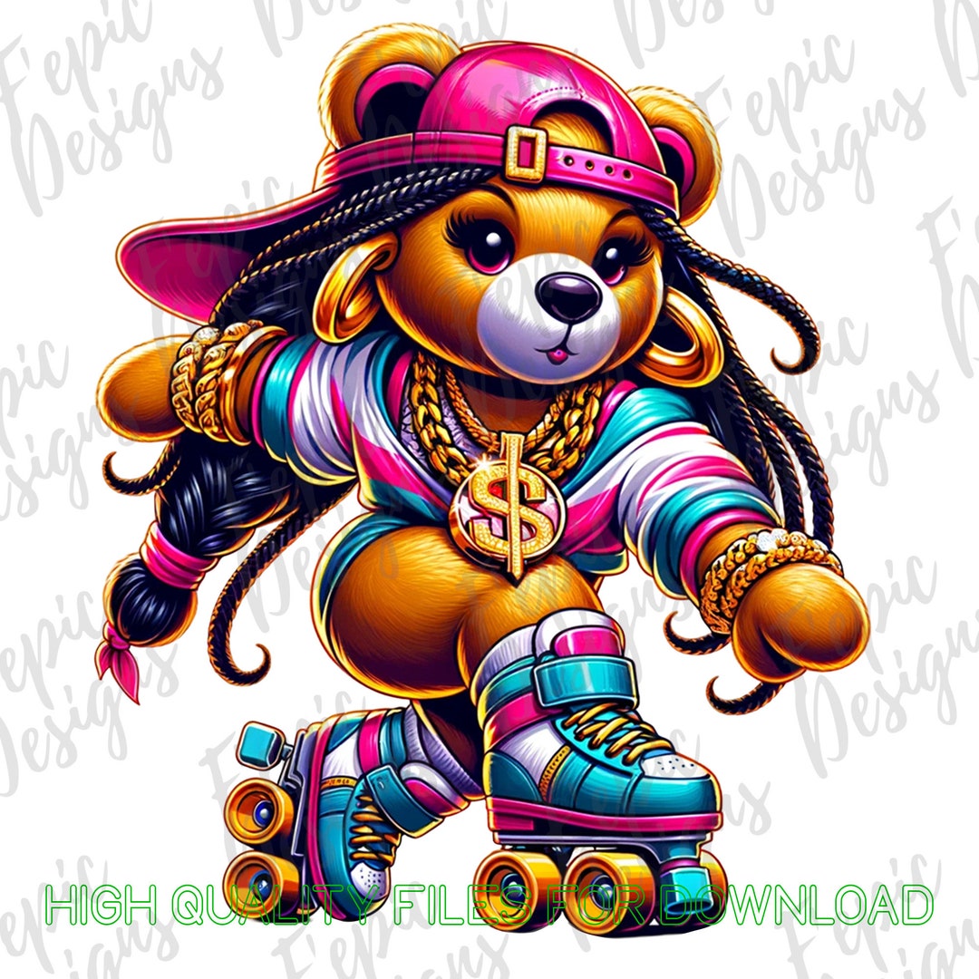 Graffiti Hip Hop Skater Girl Teddy Bear, Trendy Teddy Bear, Digital ...