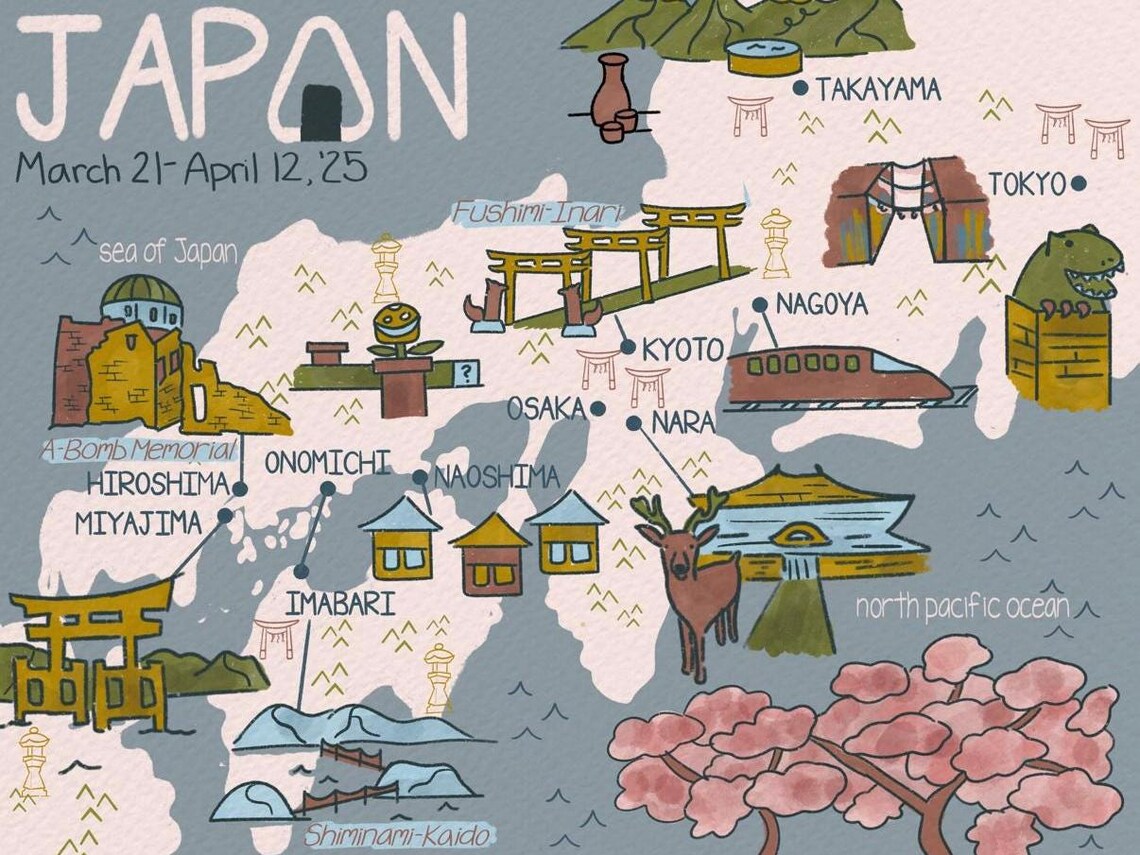 Custom Illustrated Map | Personalized Hand-drawn Map | Travel, Hometown ...