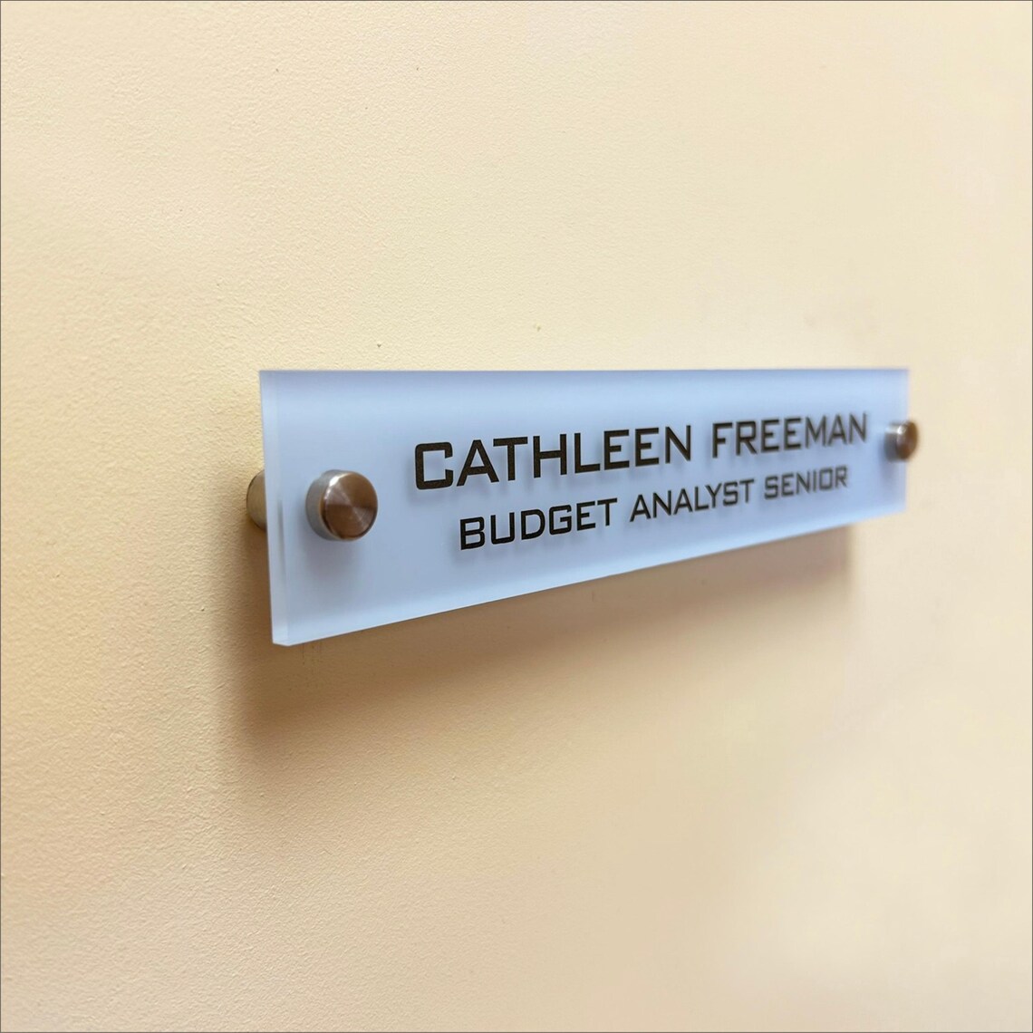 Personalized Office Name Plate Sign – Powder Blue Frosted Acrylic ...