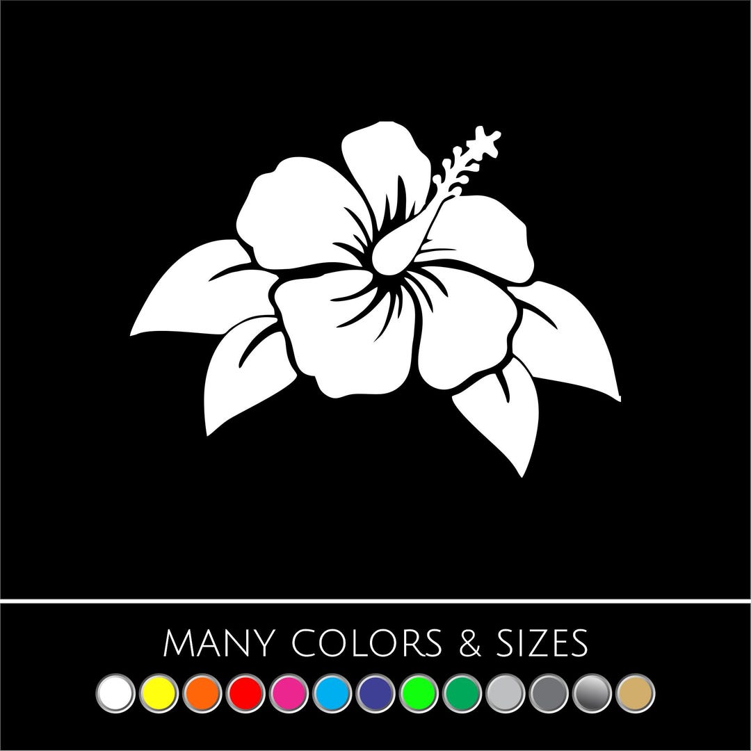 Hawaiian Hibiscus Sticker - Flower Decal, Car Decal, Sticker, Window ...