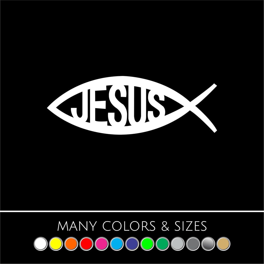 Jesus Fish Christian Sticker - Cross, Car, Decal, Window, Glass ...