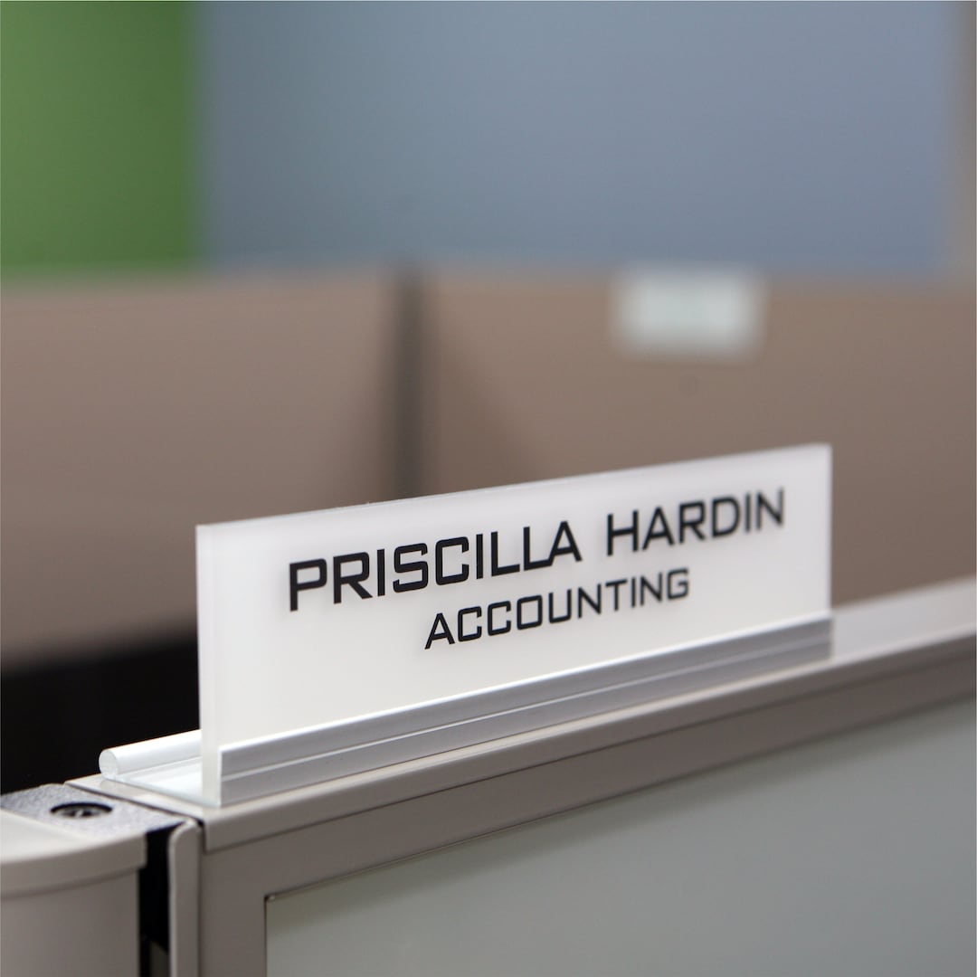 Modern Personalized Office Cubicle Name Plate & Sign - Frosted White - Etsy