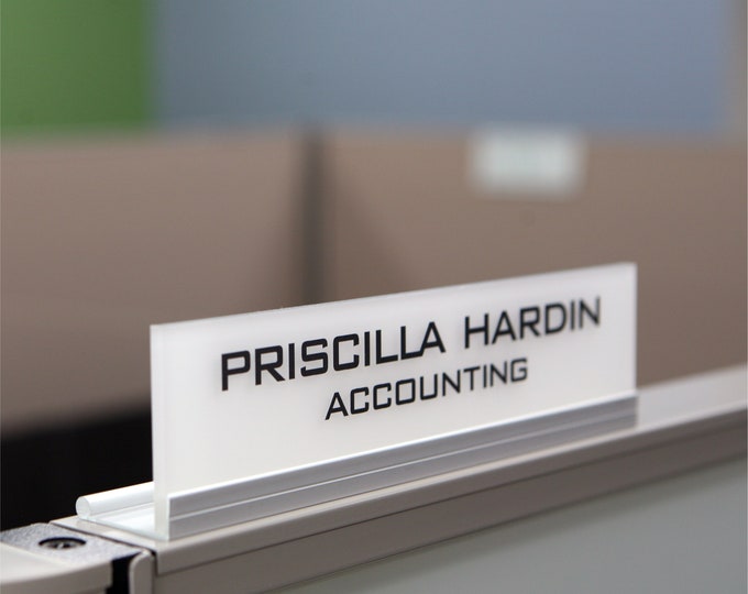 Modern Personalized Office Cubicle Name Plate & Sign - Frosted White - Etsy