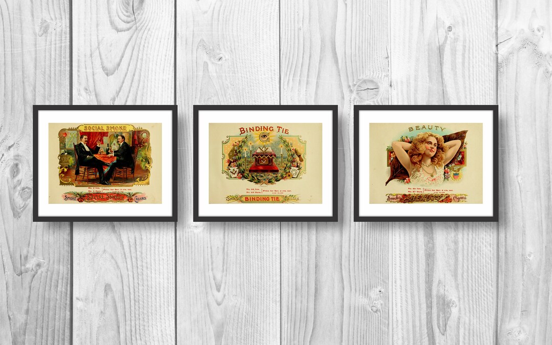 Cigar Box Label Set of 3 Posters high Quality Art Print Multiple Size ...