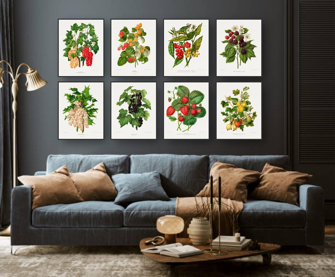 Botanical Berry Art Prints - Set of 8 Prints - Berry, Vintage Botanical ...