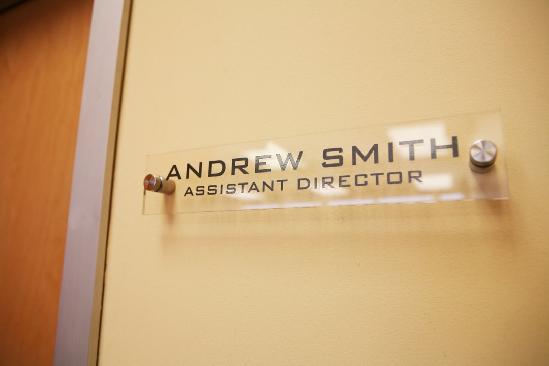 Personalized Office WALL SIGN Name Plate. Modern Stainless Steel Legs ...