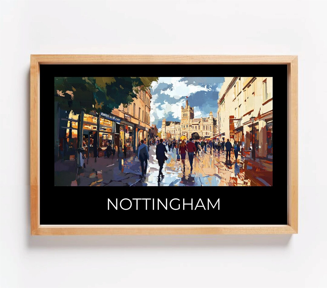 NOTTINGHAM - Art Print, Travel Art Print, Travel Gift, Travel Poster ...