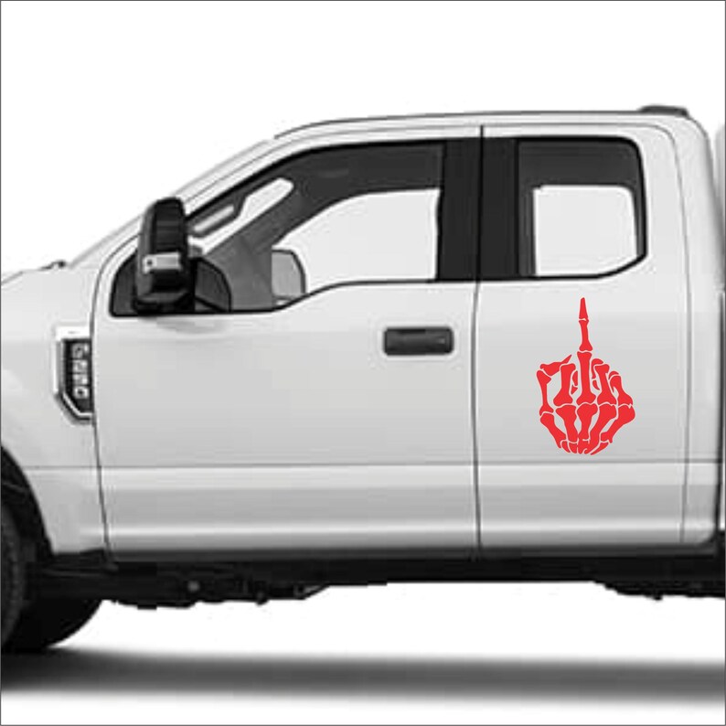 Skull Middle‑finger Sticker – Flip‑off Vinyl Sticker for Car, Laptop ...