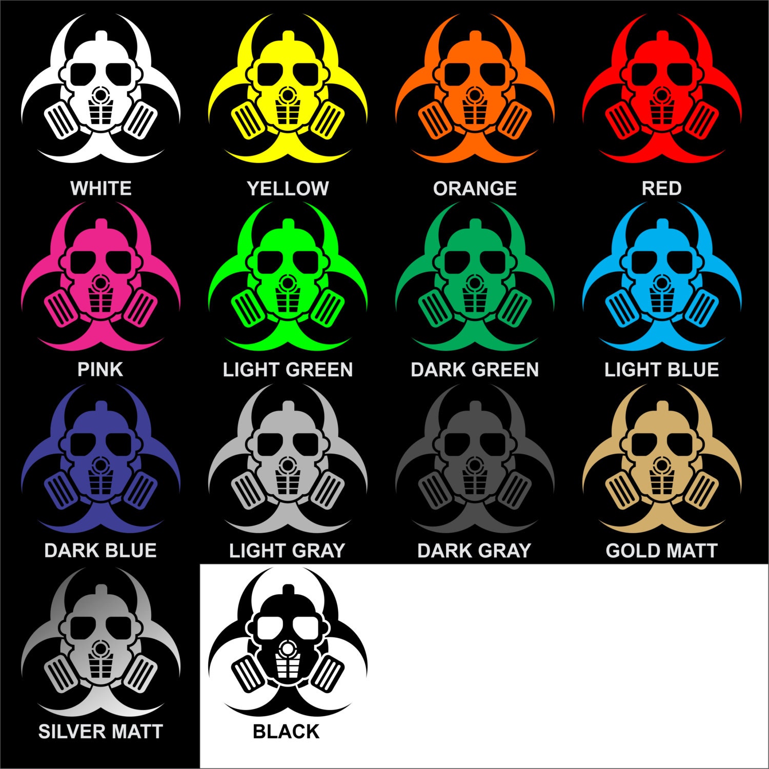 Zombie Outbreak Skull Gas Mask Bio Hazard Sticker Decal 4 - Etsy