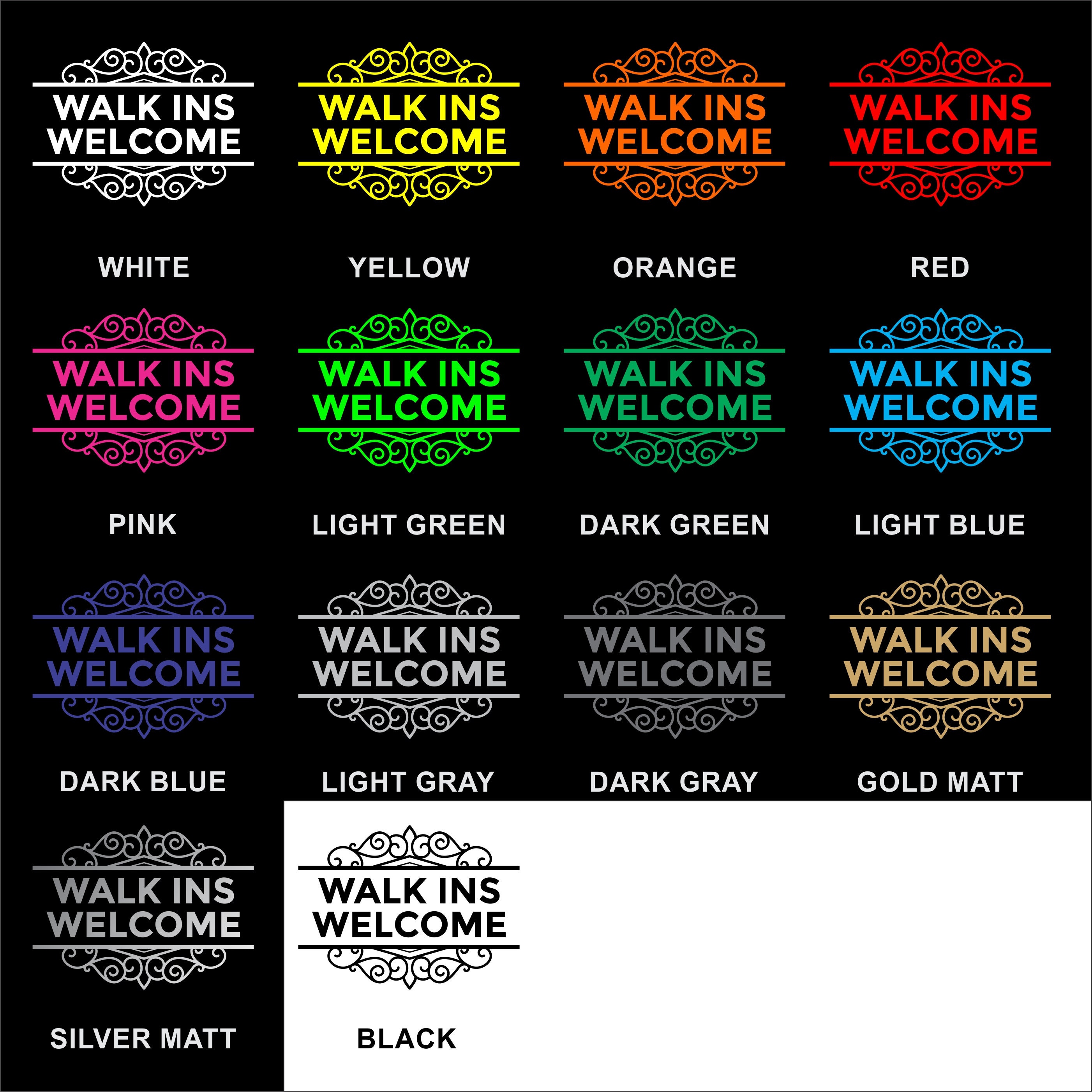 Business Window Decal ‑ “walk‑ins Welcome” Vinyl Sticker / Store Door ...