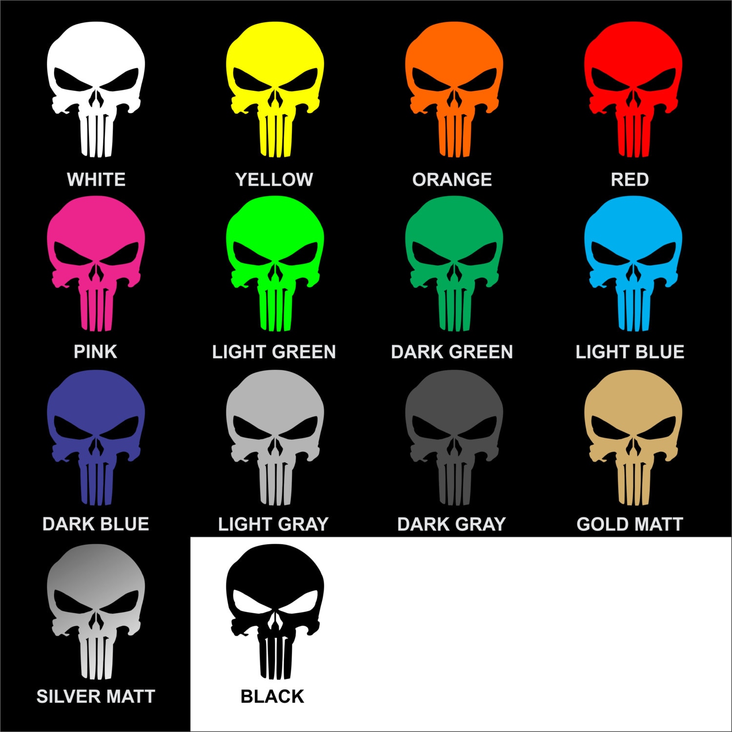 The Punisher Sticker - Skull, Vinyl, Car, Truck, Wall, Window, Laptop ...
